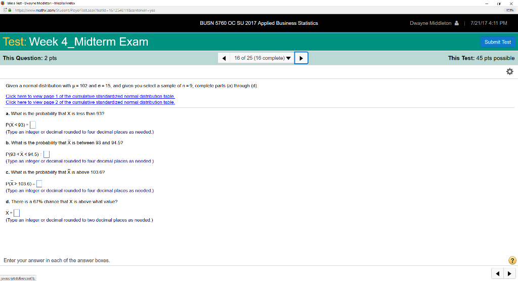 Solved Given a normal distribution with mu = 102 and sigma = | Chegg.com