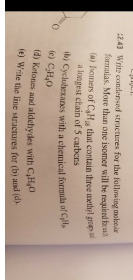 Solved 12.43 Write condensed structures for the following | Chegg.com