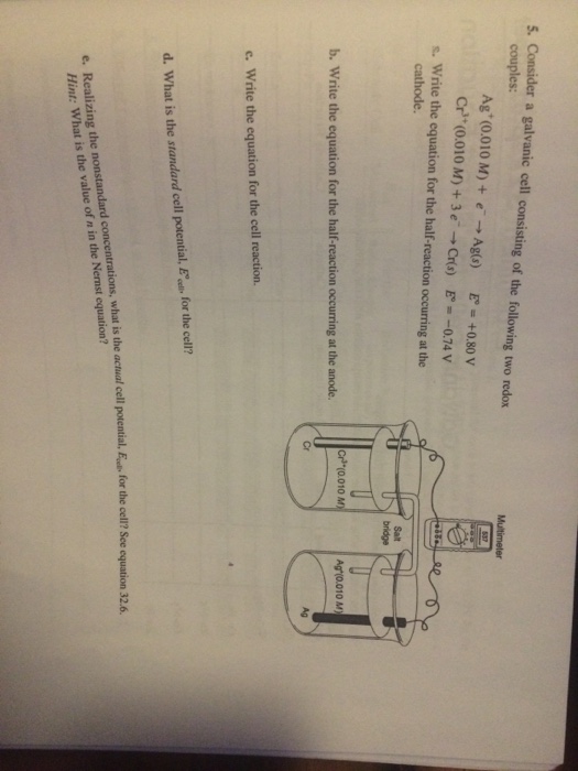 Solved Consider a galvanic cell consisting of the following | Chegg.com
