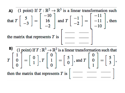 Solved If T : R^2 rightarrow R^3 is a linear transformation | Chegg.com