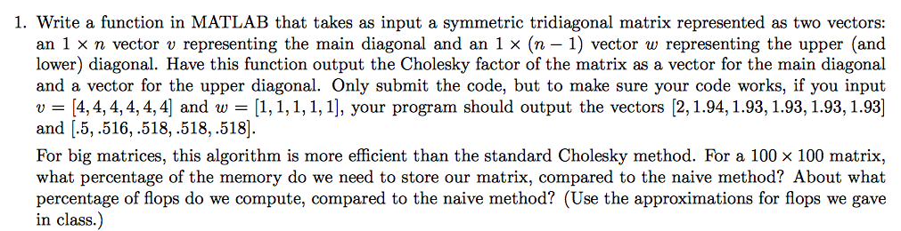 Solved 1 Write A Function In Matlab That Takes As Input A 4351