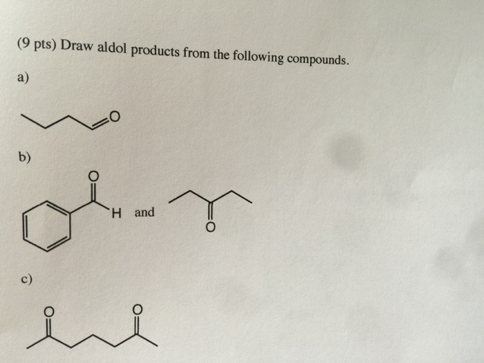 Solved Draw aldol products from the following compounds. | Chegg.com