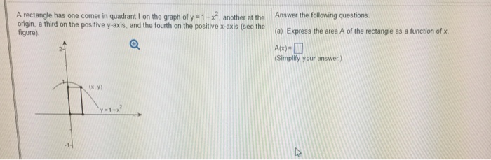 Solved A rectangle has one corner in quadrant I on the graph | Chegg.com