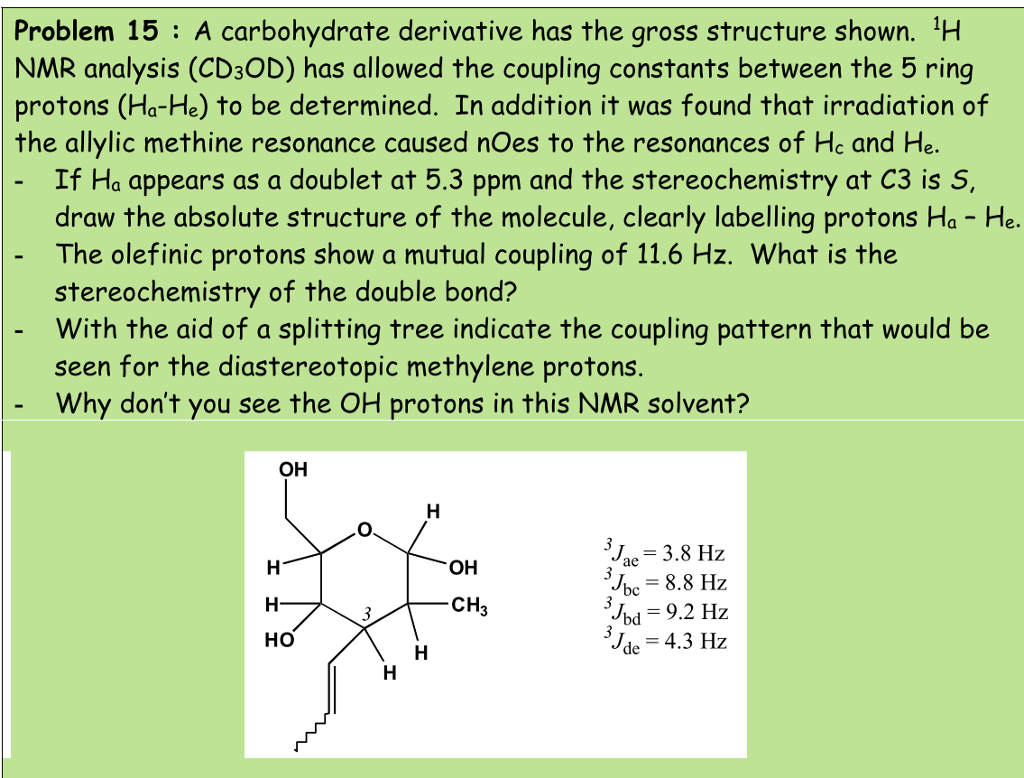 Solved Problem 15: A carbohydrate derivative has the gross | Chegg.com