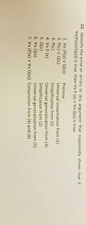 Solved 12. Identify the error or errors in this argument | Chegg.com