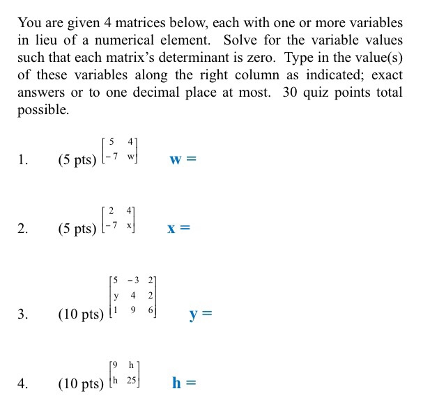 Solved You are given 4 matrices below, each with one or more | Chegg.com