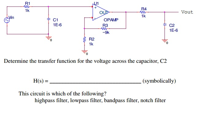 Solved Determine the transfer function for the voltage | Chegg.com