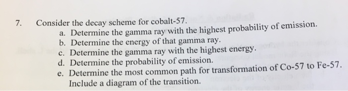 Solved 7. Consider the decay scheme for cobalt-57 7. | Chegg.com