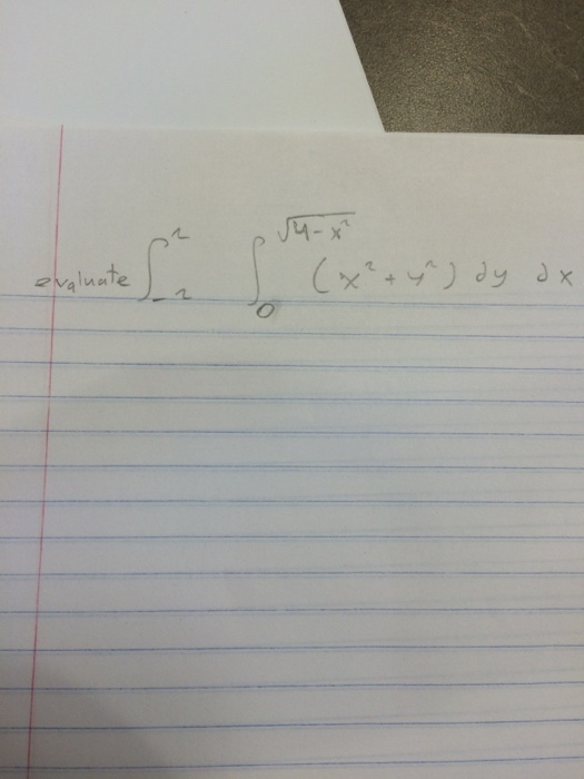 Solved Evaluate integral^1_-1 integral^squareroot 4-x^2_0 | Chegg.com
