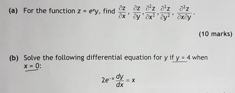 Solved (a) For the function z exy, findZ B2,82, az (10 | Chegg.com