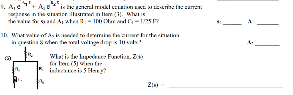 Solved s1 t S t 2 9. Aie + A2e is the general model equation | Chegg.com