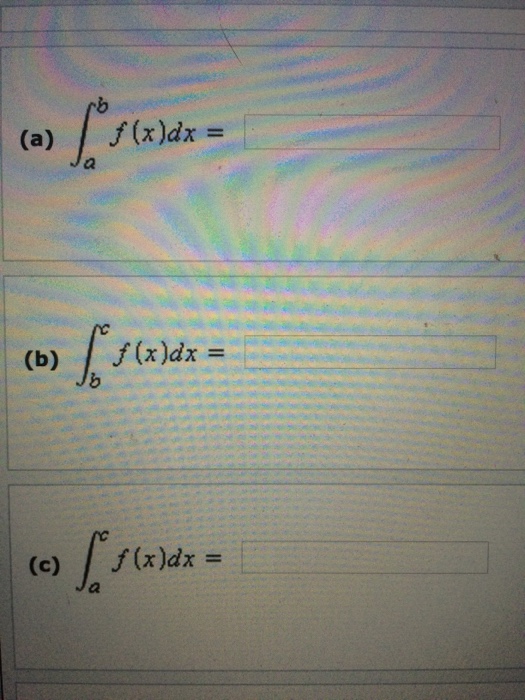 Solved (c) int a to c f(x)dx = (d) int a to c |f(x)| dx = | Chegg.com