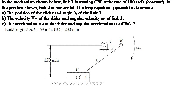 In the mechanism shown below, link 2 is rotating CW | Chegg.com
