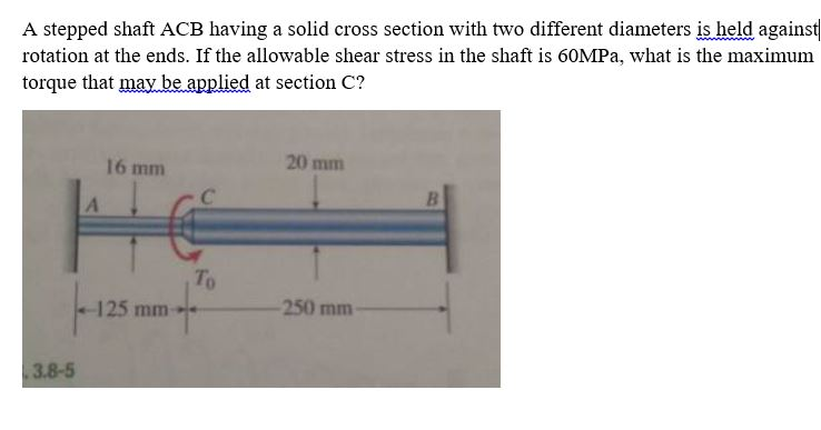 Solved A stepped shaft ACB having a solid cross section with | Chegg.com