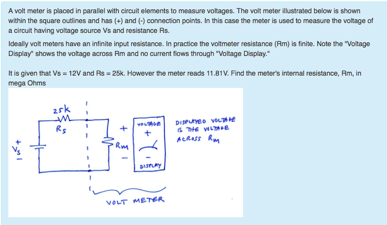 Solved A volt meter is placed in parallel with circuit | Chegg.com