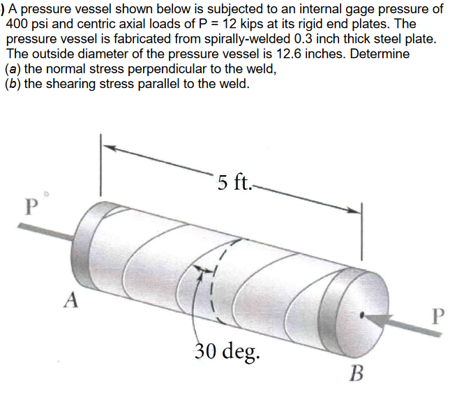 Solved A pressure vessel shown below is subjected to an | Chegg.com