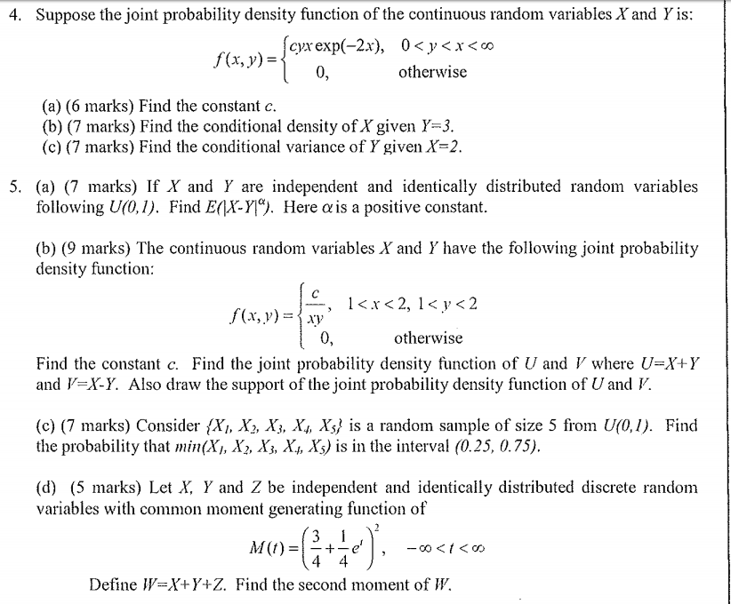 4. Suppose the joint probability density function of | Chegg.com