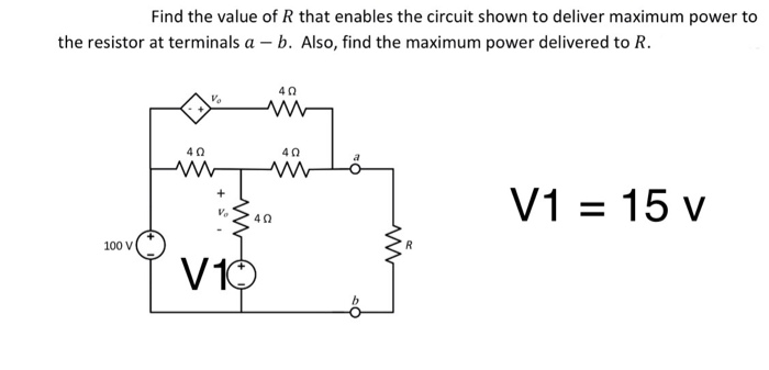Solved Find the value of R that enables the circuit shown to | Chegg.com