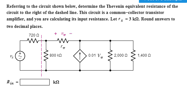 Solved Referring to the circuit shown below, determine the | Chegg.com