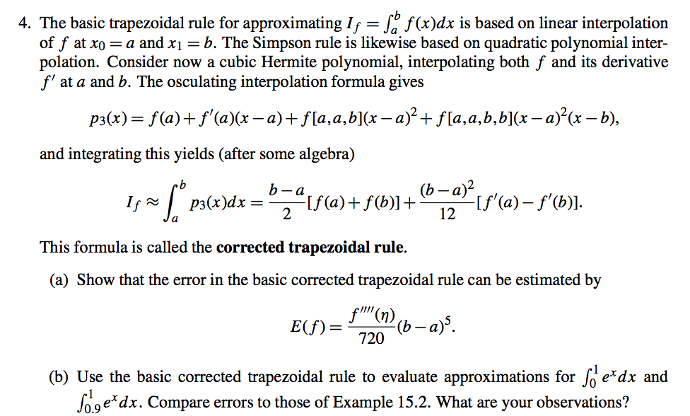 The basic trapezoidal rule for approximating I_f = | Chegg.com