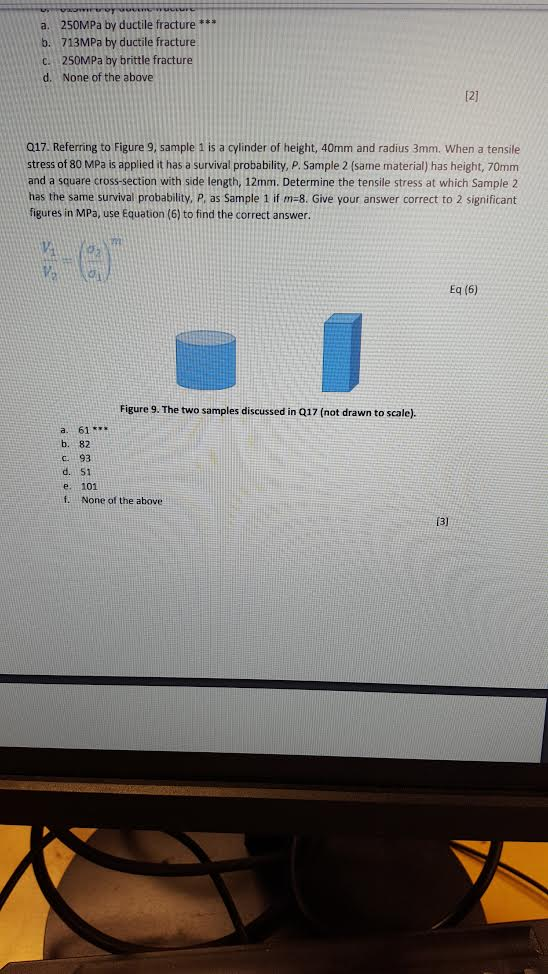 Solved Q17. Referring to Figure 9, sample 1 is a cylinder of | Chegg.com
