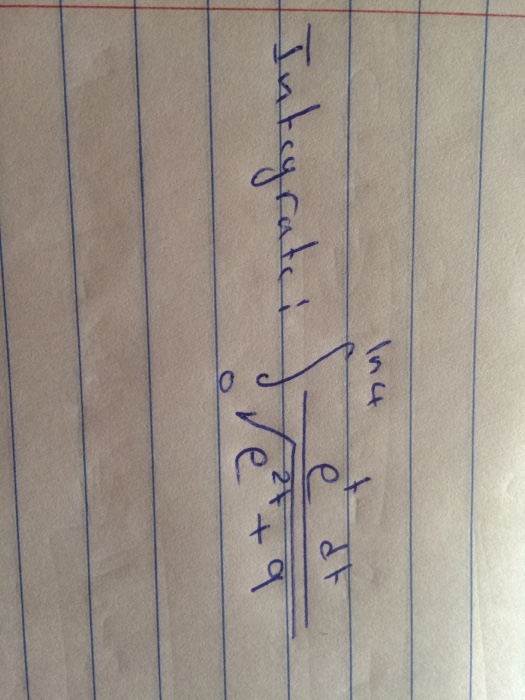 Solved Integrate: integral_0^In 4 e^t dt/squareroot e^2t + 9 | Chegg.com