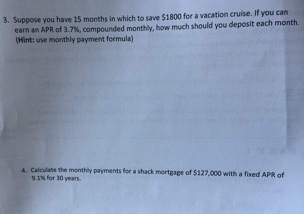 Solved 3. Suppose you have 15 months in which to save $1800 | Chegg.com