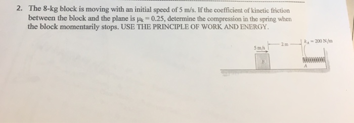 Solved The 8-kg block is moving with an initial speed of 5 | Chegg.com