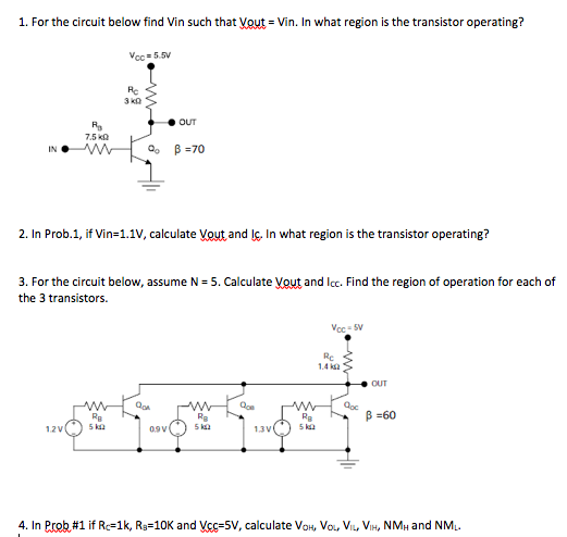 Solved 1. For the circuit below find Vin such that Vout = | Chegg.com