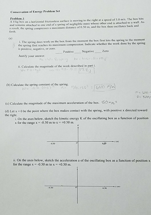 Solved Conservation of Energy Problem Set Problem I kg box | Chegg.com