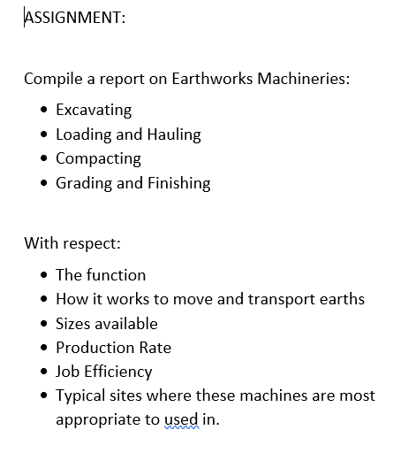 Solved ASSIGNMENT: Compile a report on Earthworks | Chegg.com