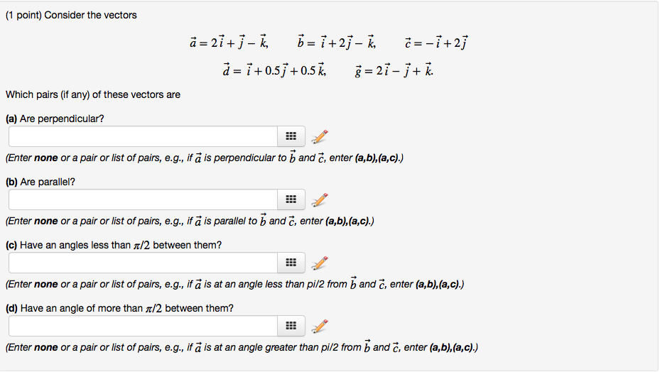 Solved Consider the vectors a? =2i? +j? ?k? ,b? =i? +2j? | Chegg.com