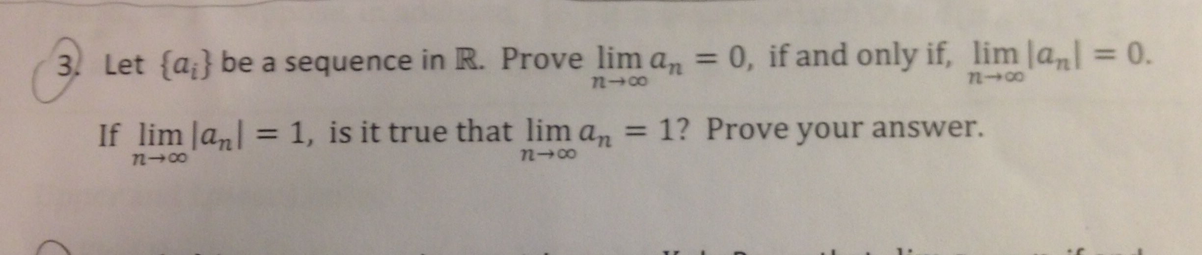 Solved Let {ai} be a sequence in R. Prove lim n --> infinity | Chegg.com