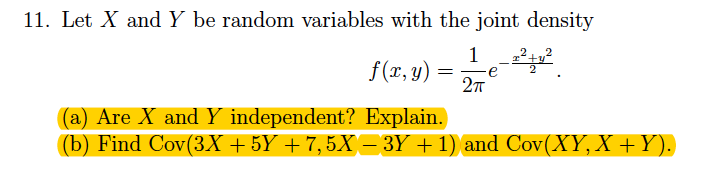 Solved 11. Let X and Y be random variables with the joint | Chegg.com