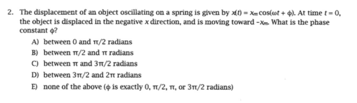 Solved 2 The Displacement Of An Object Oscillating On A