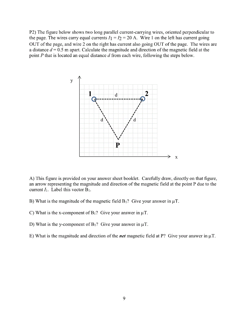 Solved P2) The figure below shows two long parallel | Chegg.com