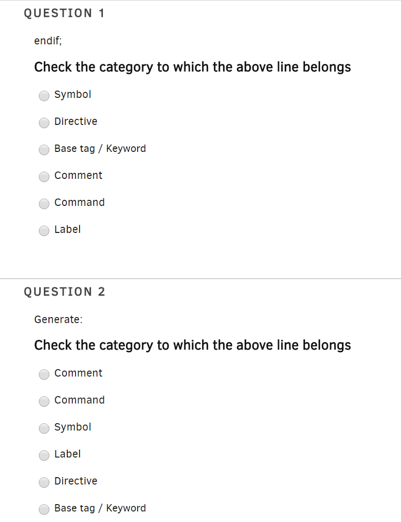 Solved QUESTION 1 endif, Check the category to which the | Chegg.com