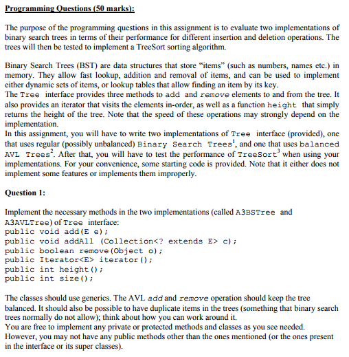 Programming Questions (50 marks The purpose of the | Chegg.com