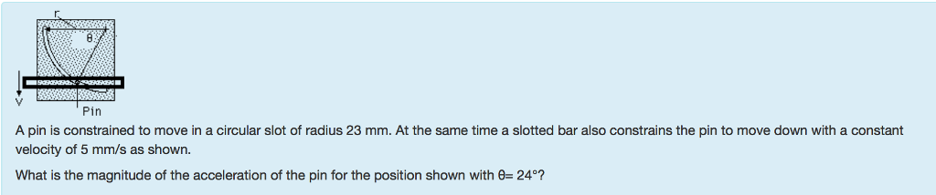 Solved A pin is constrained to move in a circular slot of | Chegg.com