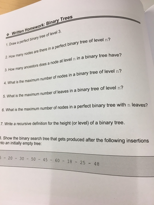Solved Draw a perfect binary tree of level 3. How many | Chegg.com