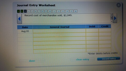 Solved Journal Entry Worksheet Record cost of merchandise | Chegg.com