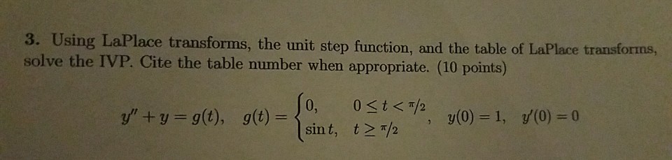 Solved 3. Using LaPlace transforms, the unit step function, | Chegg.com