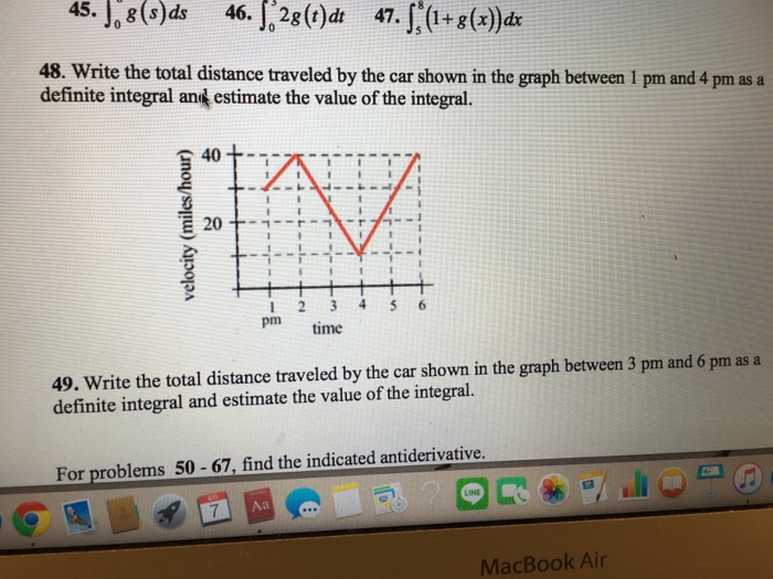 Solved integral^8_5 Write the total distance traveled by the | Chegg.com