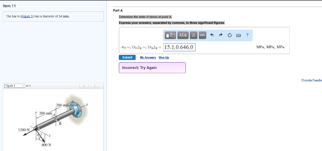 Solved Item 11 Part A The bar in (Eiaure 1 has a diameter of | Chegg.com