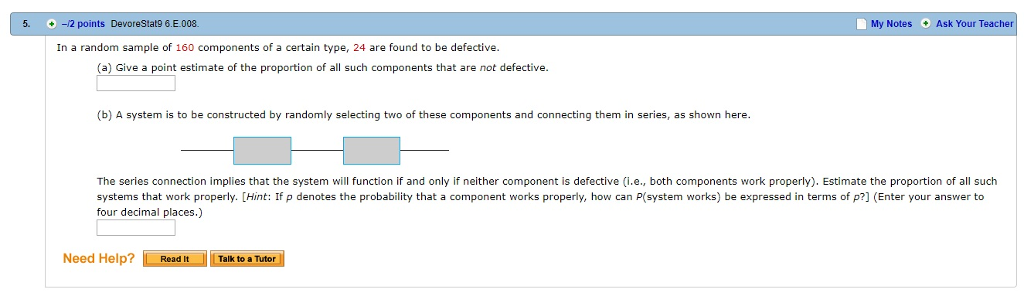 Solved 2 Points Devorestat9 6 E008 My Notes Ask Your