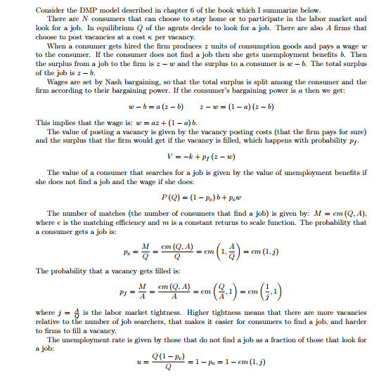 Consider the DMP model described in chapter 6 of the | Chegg.com