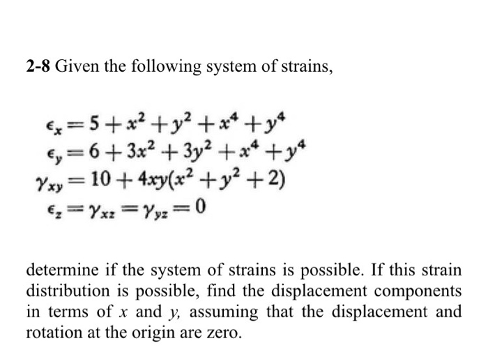 Solved Given the following system of strains, epsilon_x = 5 | Chegg.com