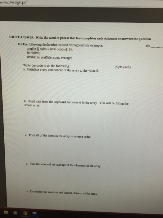 Solved The following declaration is used throughout this | Chegg.com