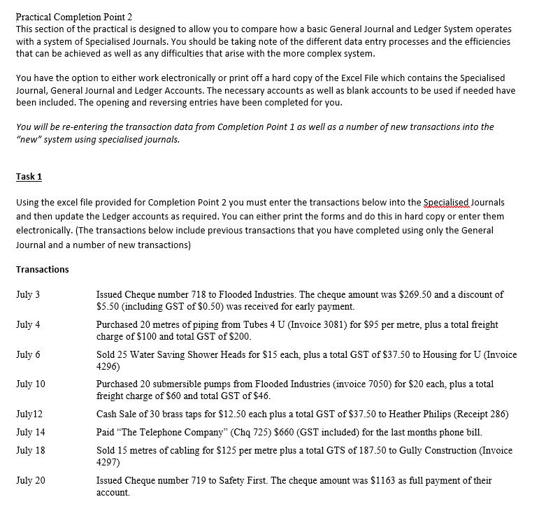 Solved Practical Completion Point 2 This section of the | Chegg.com