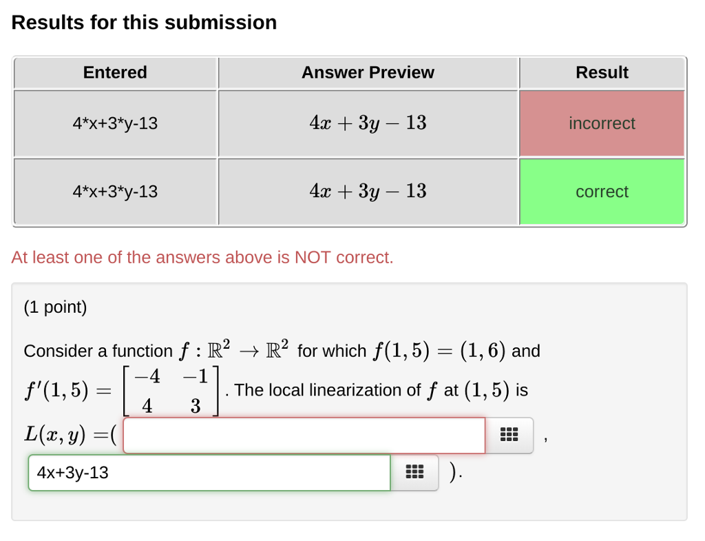 Solved Results for this submission Entered Answer Preview | Chegg.com
